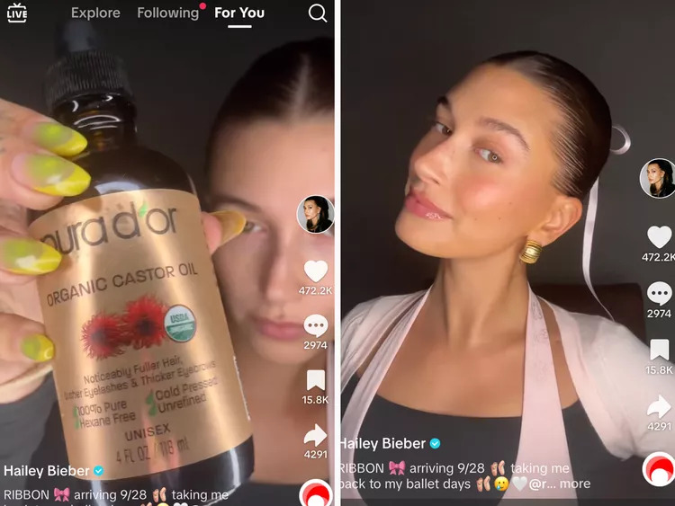 Hailey Bieber Tạo Kiểu Búi Tóc Hoàn Hảo Với Dầu Castor Pura D’or