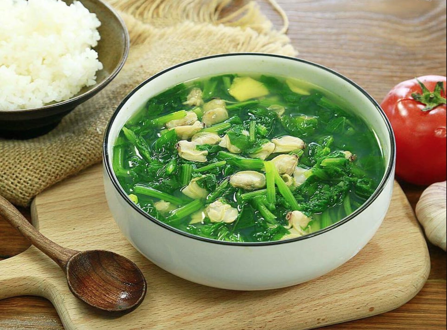 Cách nấu canh ngao rau cải ngọt thanh, nước dùng trong và rau xanh mướt mắt